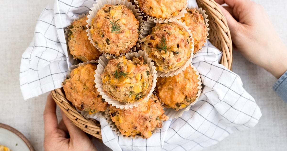Savory Cornbread Muffins with Cheddar and Scallions - Foolproof Living