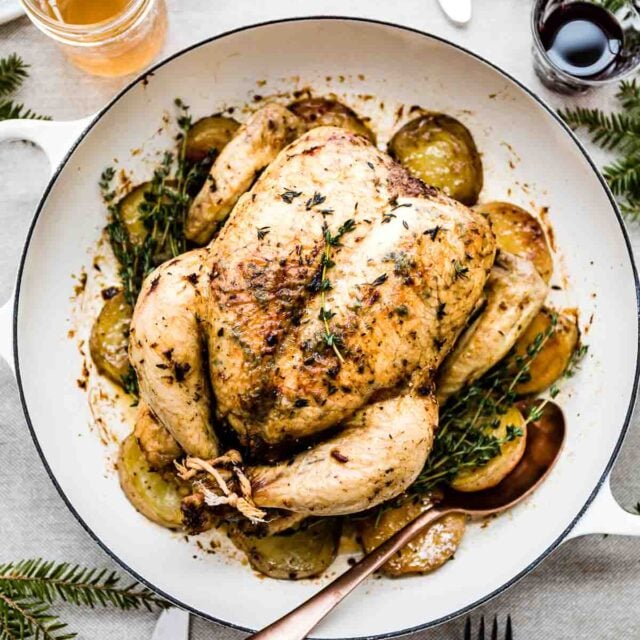 Whole Roasted Chicken with Potatoes (One Pan Recipe) - Foolproof Living