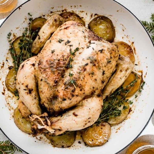 Whole Roasted Chicken with Potatoes (One Pan Recipe) - Foolproof Living