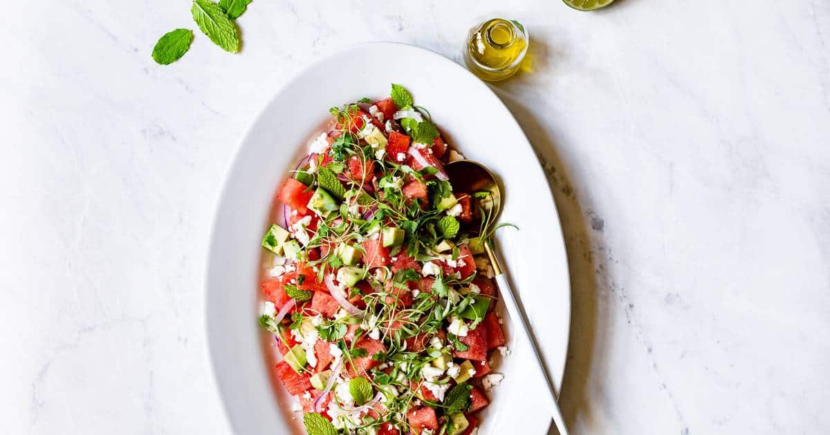 Watermelon Avocado Salad With Feta And Mint Foolproof Living