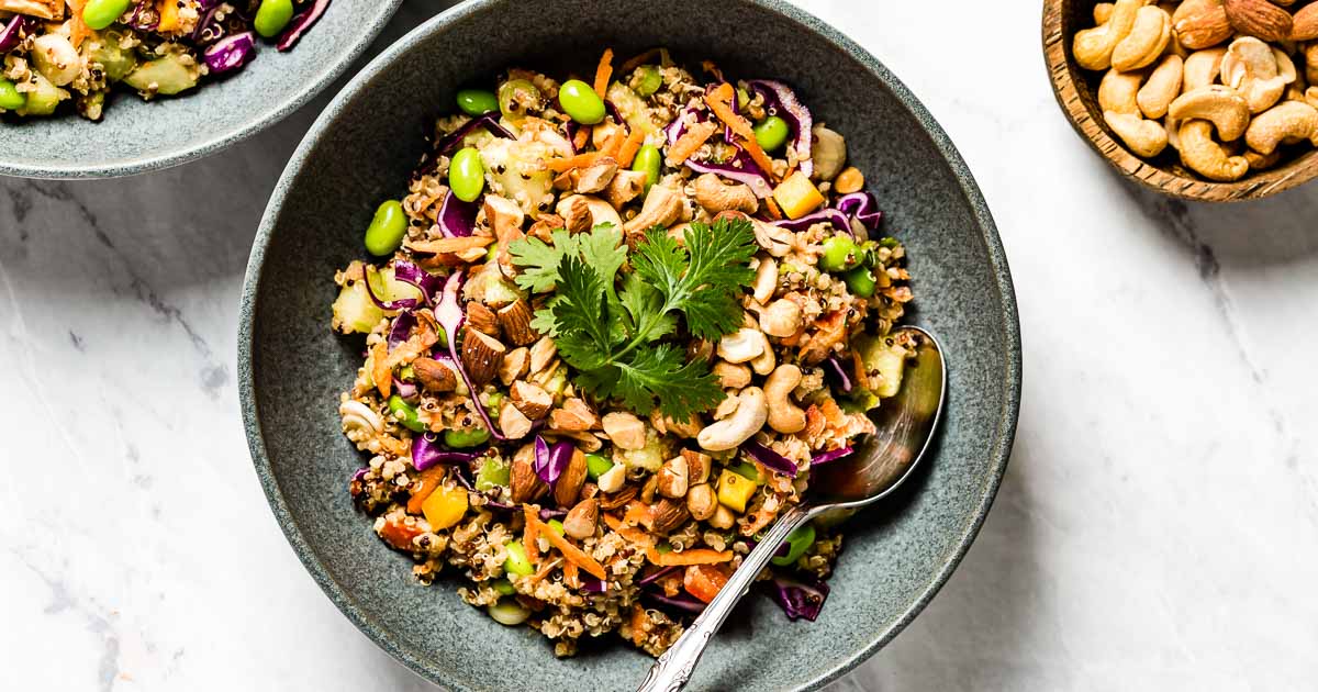 Crunchy Thai Quinoa Salad Recipe w/ Peanut Dressing (Vegan!)