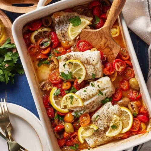 Mediterranean Baked Cod with Tomatoes - Foolproof Living