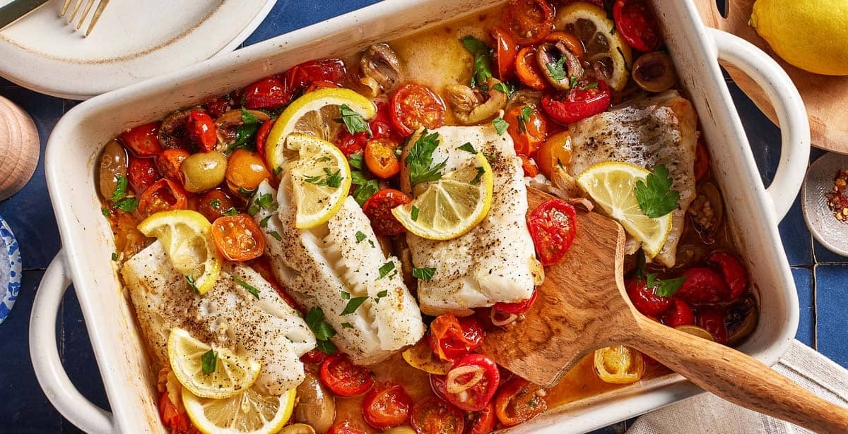 Mediterranean Baked Cod with Tomatoes - Foolproof Living